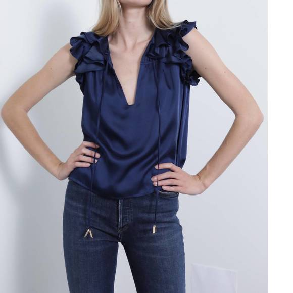 Karina Grimaldi | Tops | Nwt Karina Grimaldi Sabrina Top In Navy | Poshmark